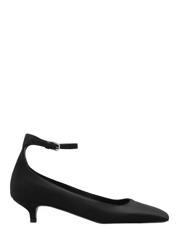 TOTEME Satin Kitten Heel Pumps - Black
