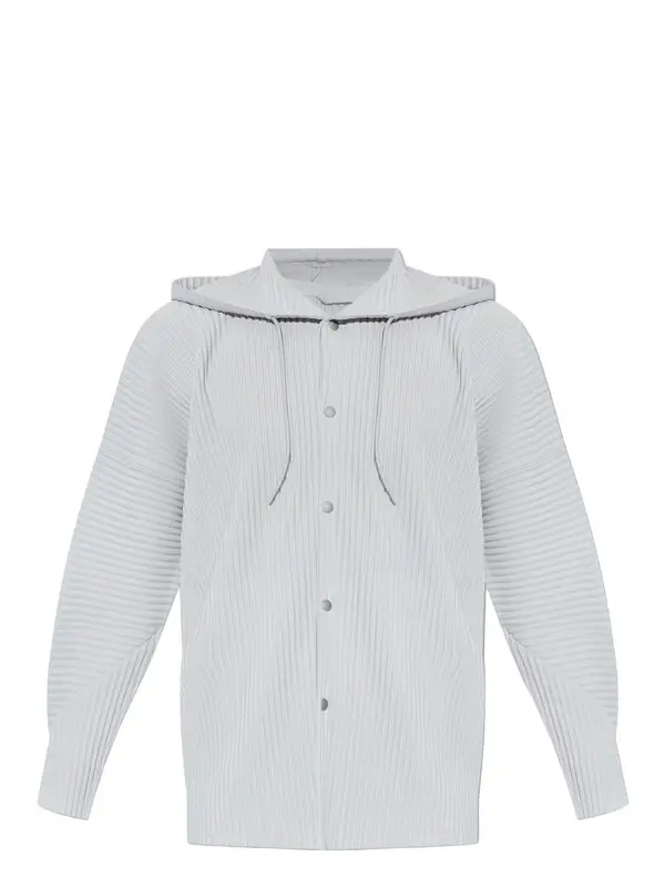 Issey Miyake Pleated Hooded Jacket - Grey
