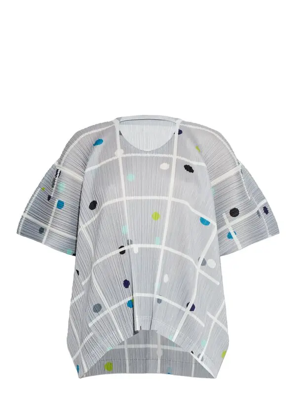 Issey Miyake Pleated Printed Top - Grey