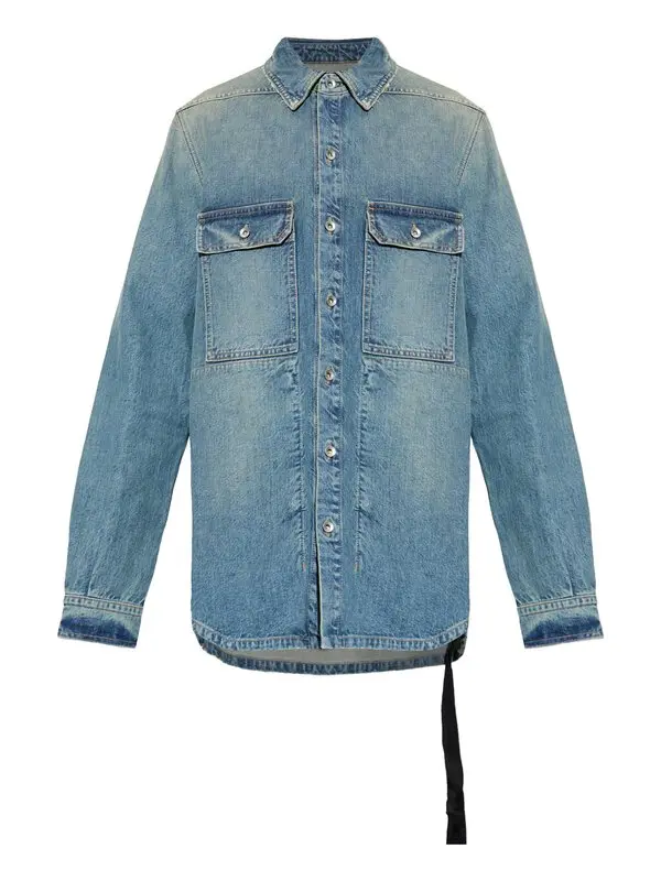 Rick Owens Denim Jacket With Pockets - Blue