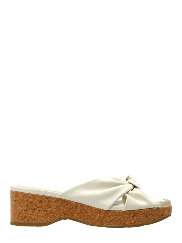 JIMMY CHOO Avenue Wedge 50 Platform Slides - Cream