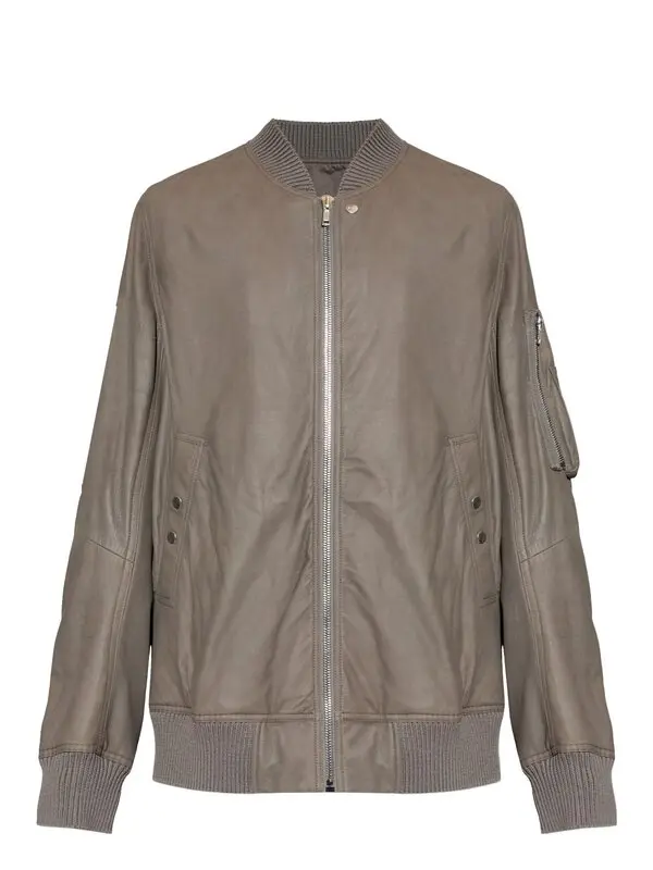 Rick Owens Leather Bomber Jacket - Brown