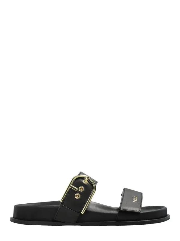 Furla Leather Slides - Black