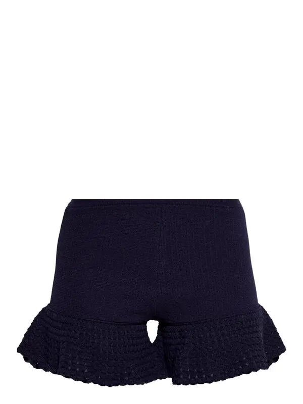 SELF-PORTRAIT High-waisted Knit Shorts - Navy Blue