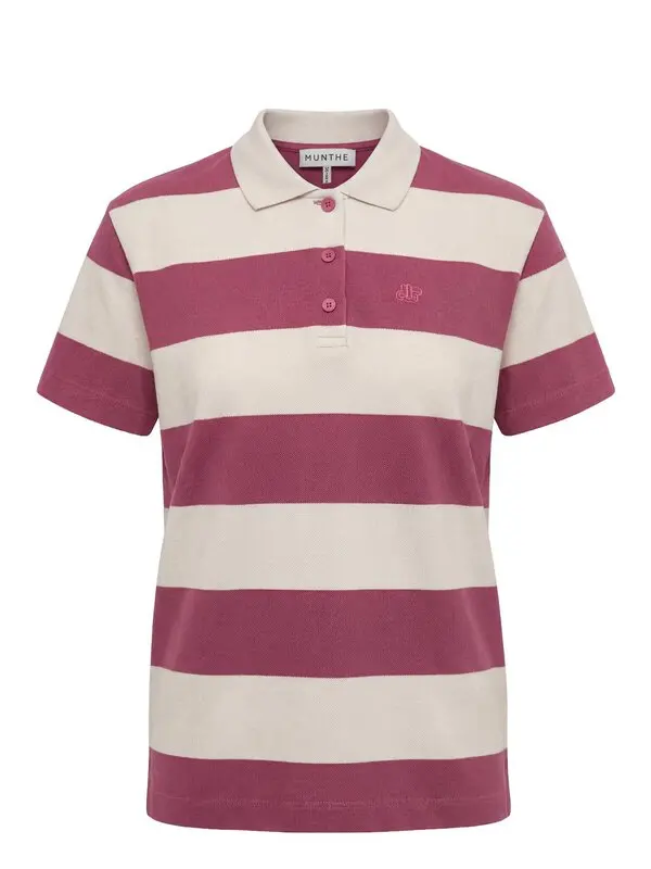 Munthe Striped Cotton Polo - Pink