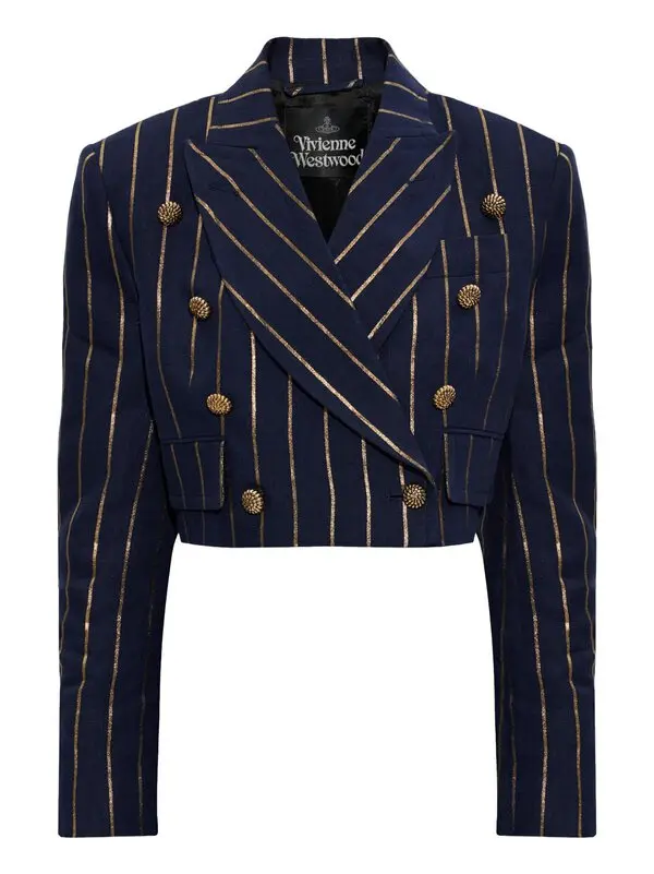 VIVIENNE WESTWOOD Double-breasted Linen Blazer - Navy Blue