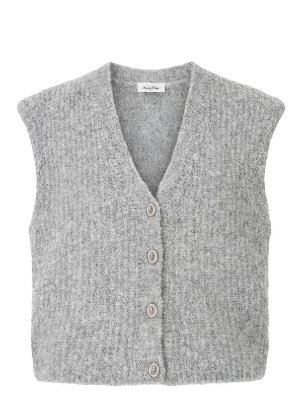 American Vintage V-neck Knit Vest - Grey