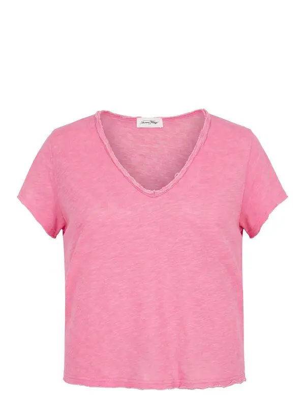 American Vintage V-neck Cotton T-shirt - Pink