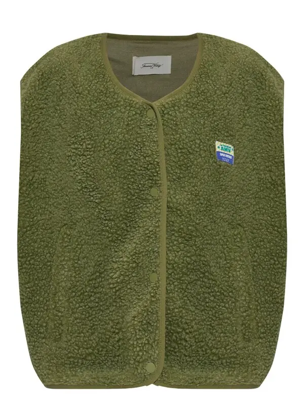 American Vintage Fleece Vest With Logo Patch - Green