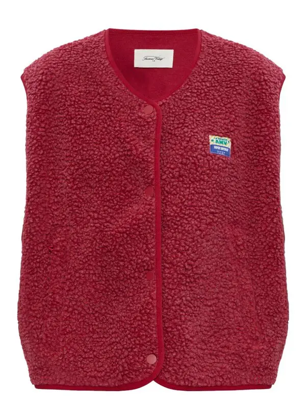 American Vintage Fleece Vest With Logo Patch - Red