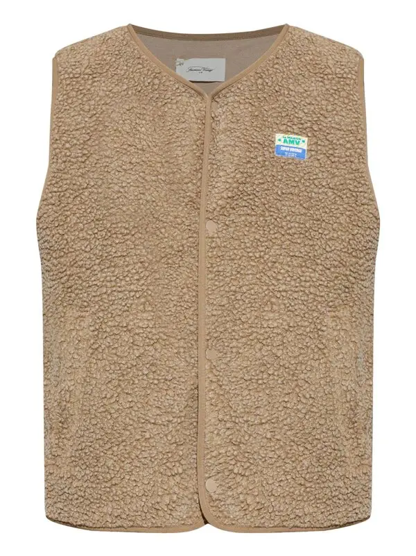 American Vintage Fleece Vest With Logo Patch - Brown