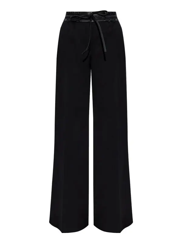 Alaïa Wool Palazzo Trousers With Leather Belt - Black