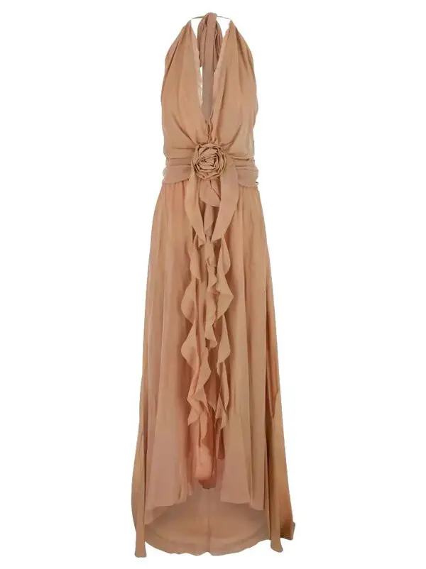 Blumarine Georgette Maxi Dress - Neutrals