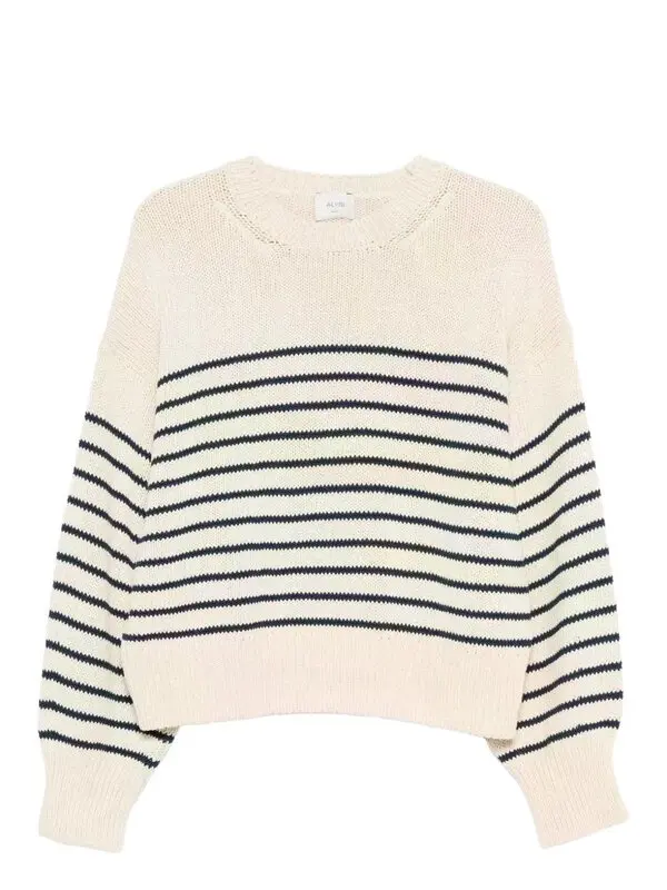 ALYSI Striped-detail Sweater - Neutrals
