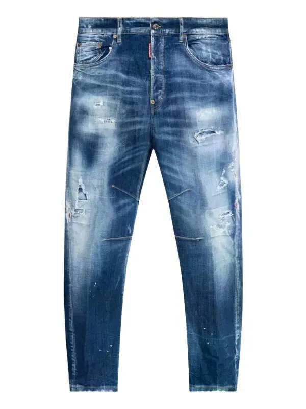 Dsquared2 Medium Wash Distressed Denim Jeans - Blue
