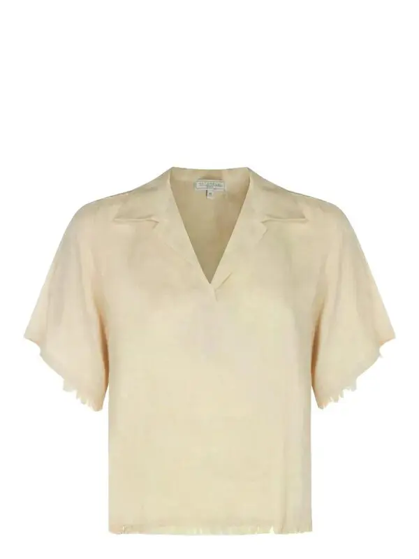 Antonelli Firenze Fringed V-neck T-shirt - Neutrals