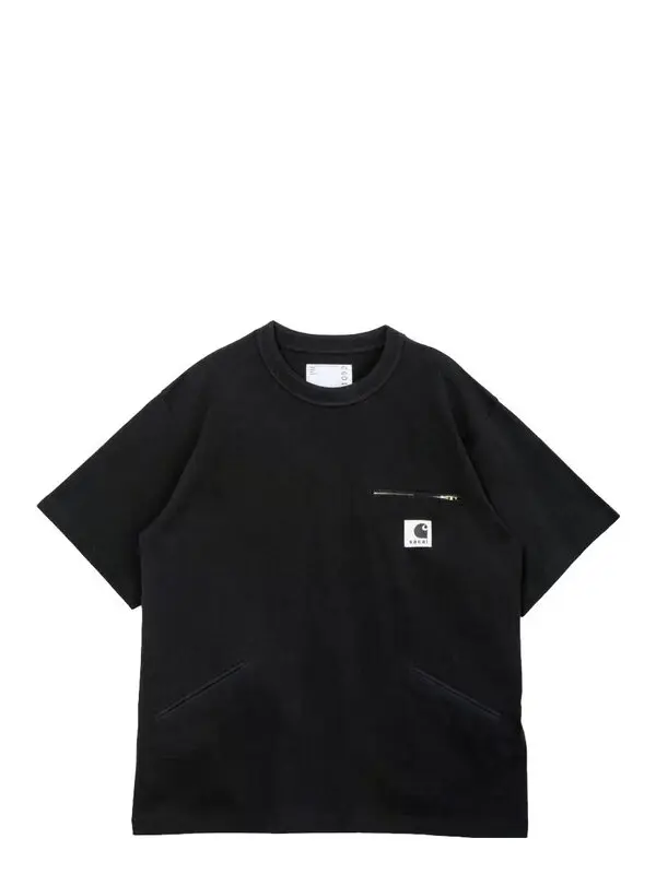 Sacai X Carhartt Wip Front-zip Pocket T-shirt - Black