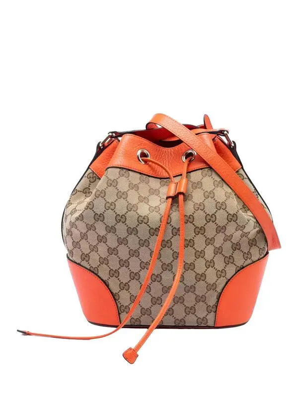 Gucci Gg Canvas Drawstring Bucket Bag - Orange