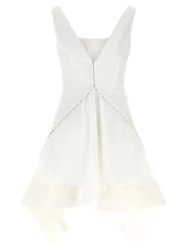 Alexander McQueen Striped Folded Mini Dress - White