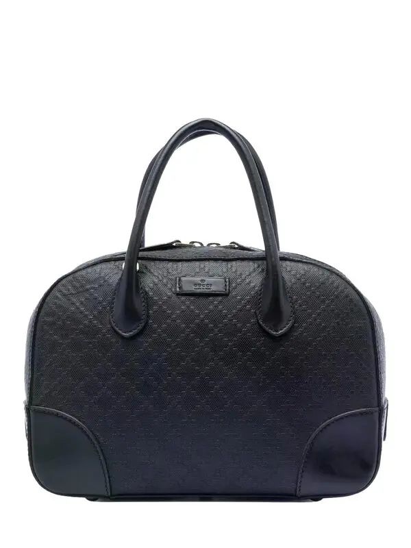 Gucci Diamante Bright Leather Satchel - Black