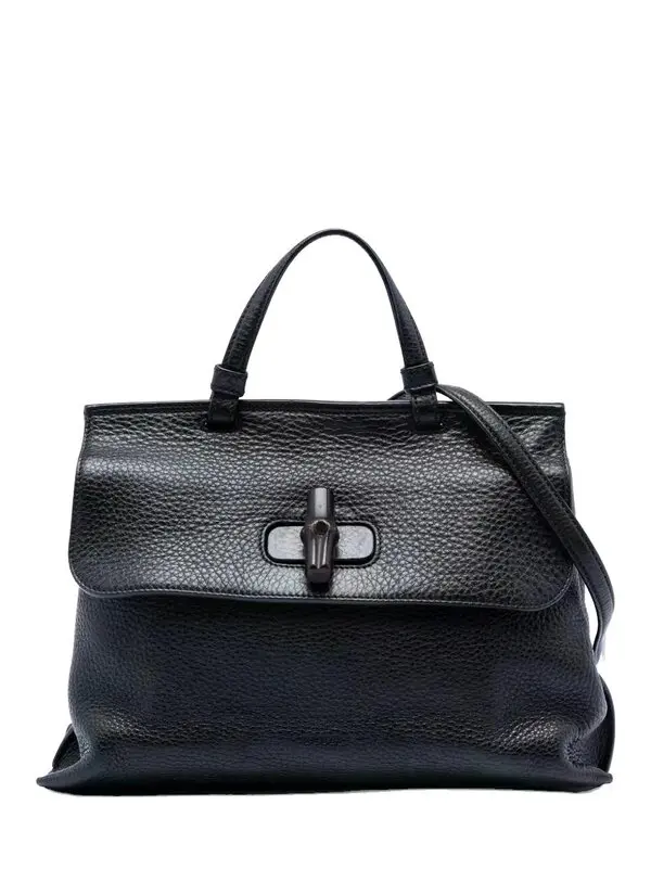 Gucci Leather Bamboo Daily Satchel - Black