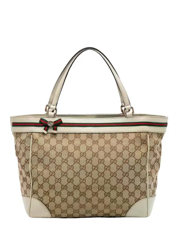 Gucci Gg Canvas Web Mayfair Tote Bag - White