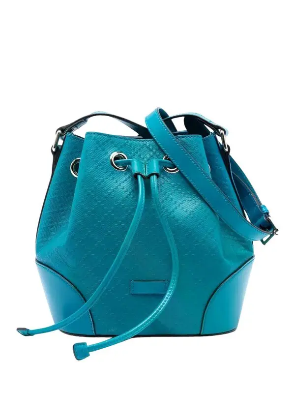 Gucci Diamante Leather Bucket Bag - Blue