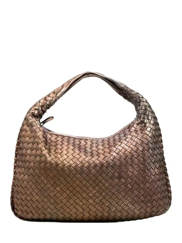 Bottega Veneta Small Metallic Nappa Intrecciato Veneta Hobo Bag - Brown