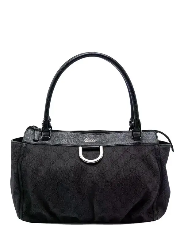 Gucci Gg Denim Abbey D-ring Tote Bag - Black