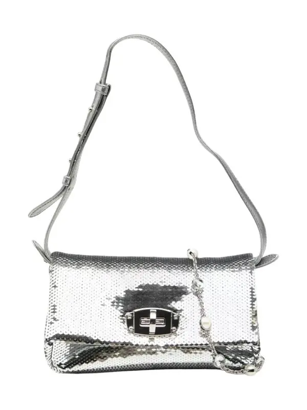 Miu Miu Sequin Satchel With Crystal Chain - Silver