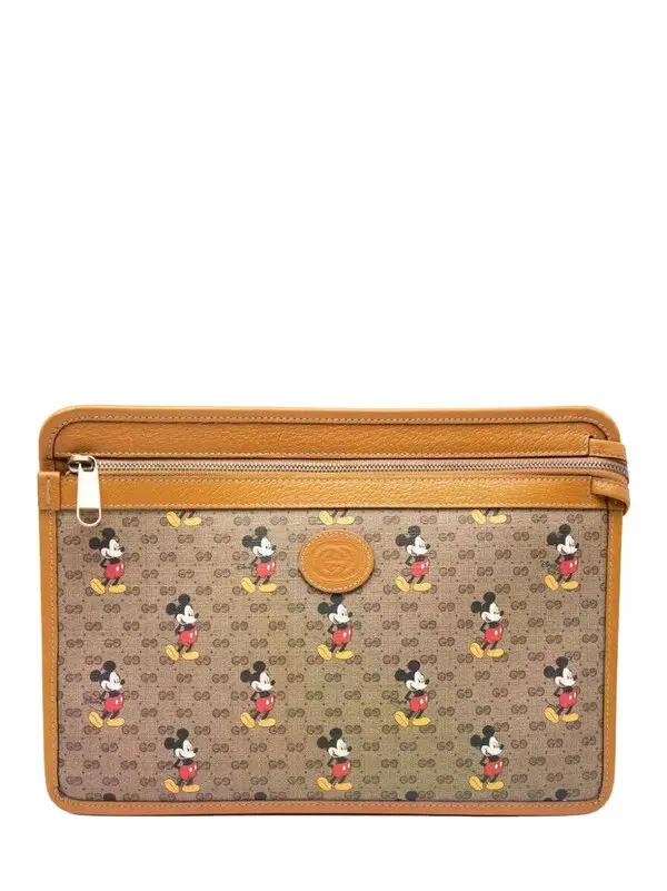 Gucci Disney Micro Gg Supreme Mickey Mouse Clutch Bag - Brown