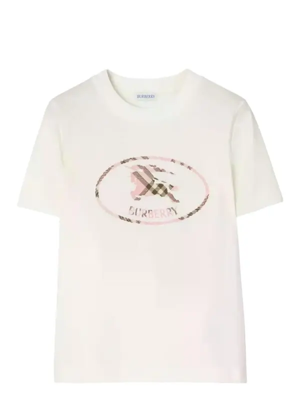 Burberry Check Knight Stamp Cotton T-shirt - White