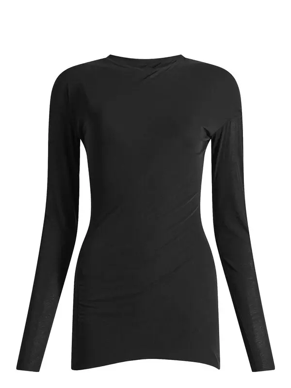 JIL SANDER Double Layer Twisted Long Sleeve Top - Black