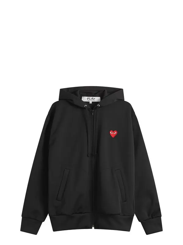 Play Comme Des Garcon Red Emblem Zip Hoodie - Black
