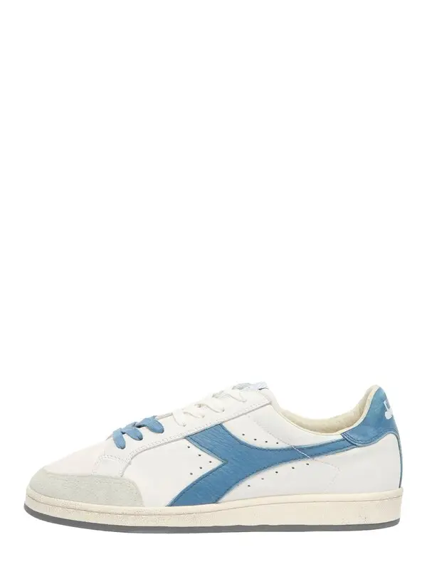 DIADORA Prestige Laminated Leather Sneakers - White/blue Shadow