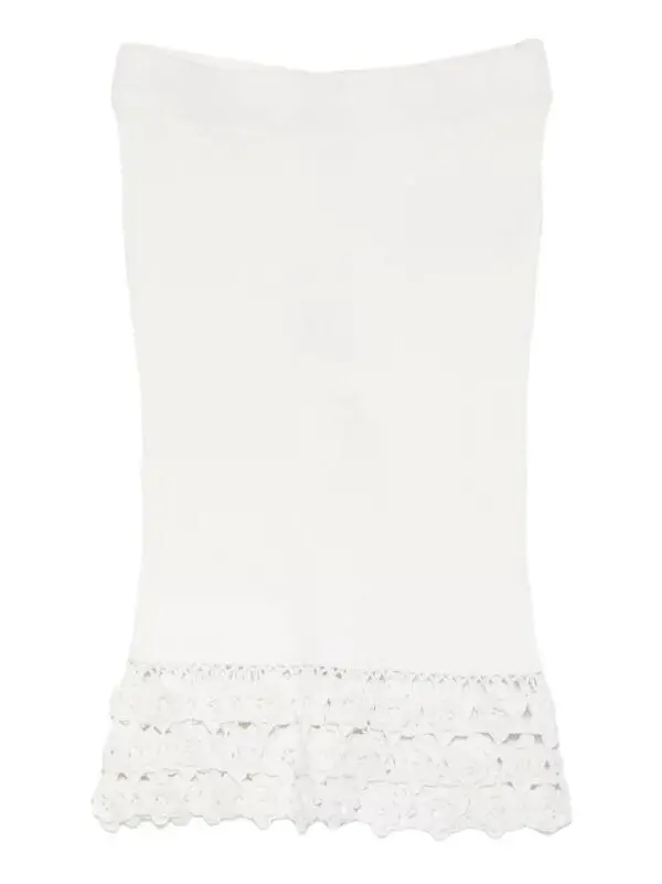 GANNI Crochet-trim Midi Skirt - White