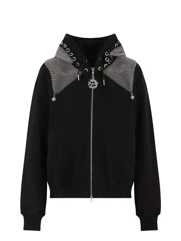 CHOPOVA LOWENA Zip-up Embellished Hoodie - Black