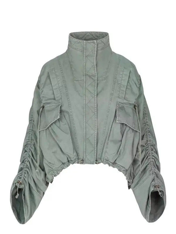 Balmain Gathered-sleeve Jacket - Green