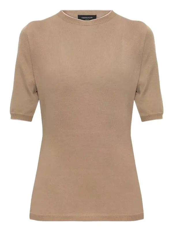 Fabiana Filippi Ribbed Knit Short-sleeve Sweater - Brown