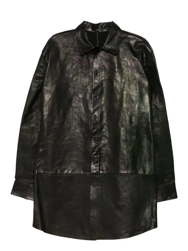 A DICIANNOVEVENTITRE Leather Coat - Black