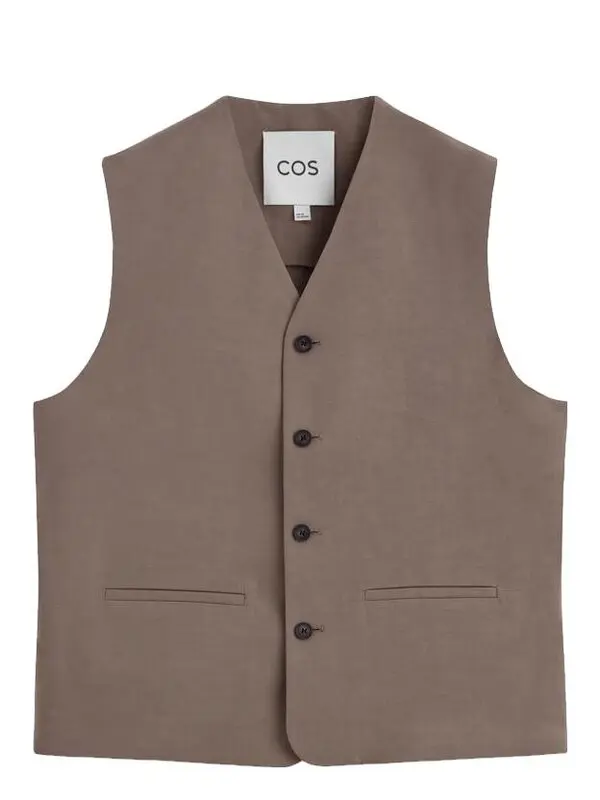 Cos Linen-blend Sleeveless Vest - Brown