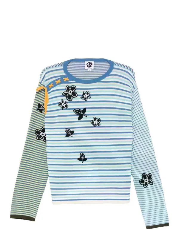 YANYAN Striped Floral Knitwear - Blue