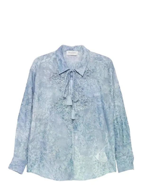 ERMANNO FIRENZE Floral Lace Shirt - Blue