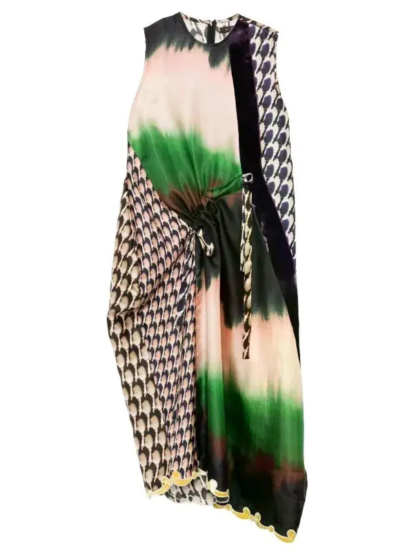 Biyan Mix Twill Silk Print Dress - Multicolour