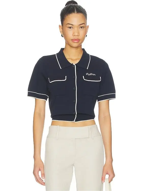 MALBON Jacqueline Polo Top - Navy