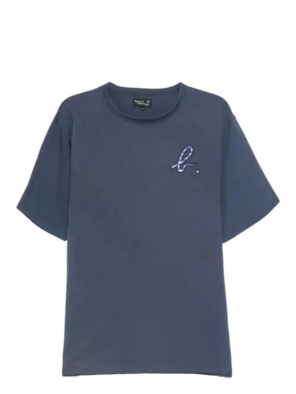 AGNES B. Logo-embroidered T-shirt - Blue
