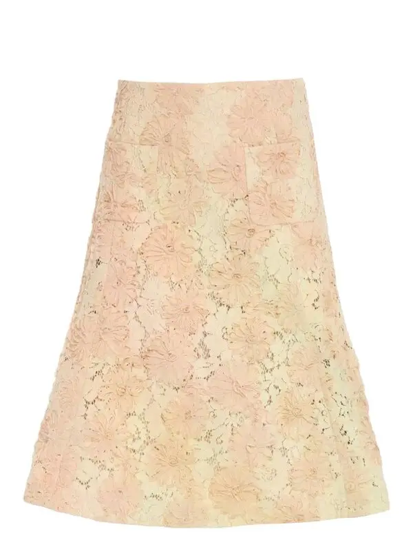 N°21 Floral Lace Midi Skirt - Pink