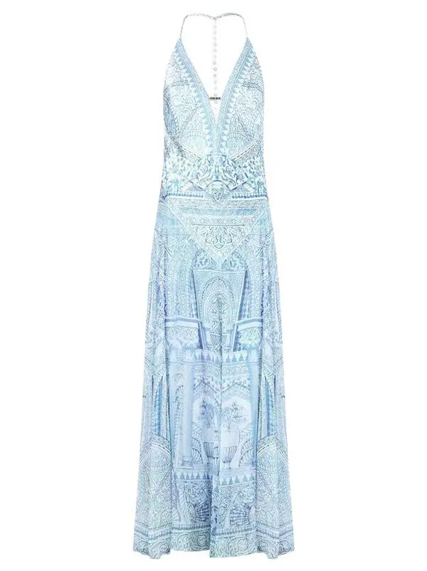 Camilla The Hum Of The Alhambra Hardware Detail Slip Dress - Blue
