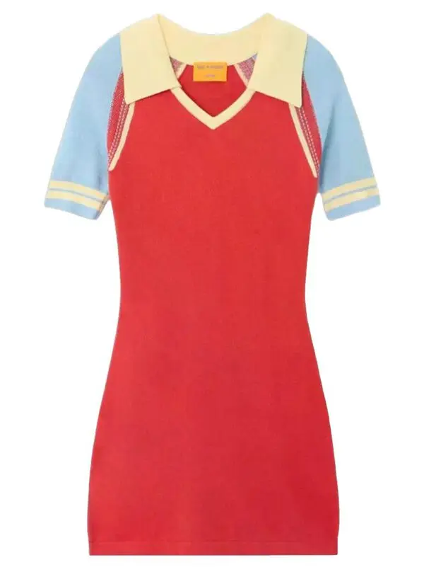 Guest In Residence V-neck Polo-collar Mini Dress - Red