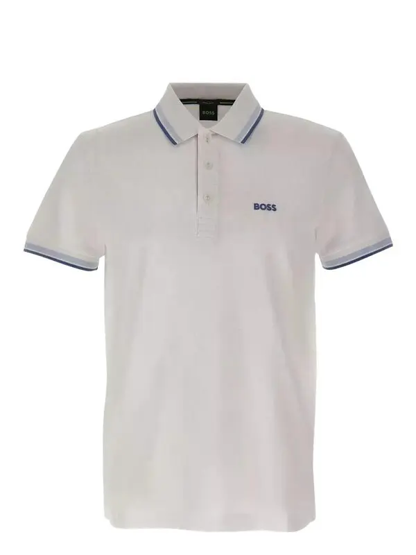 BOSS Striped-trim Pique Polo Shirt - Neutrals